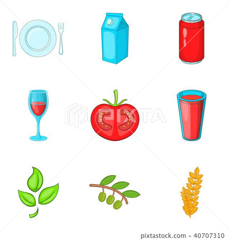 Normal food icons set, cartoon style - Stock Illustration [40707310 ...