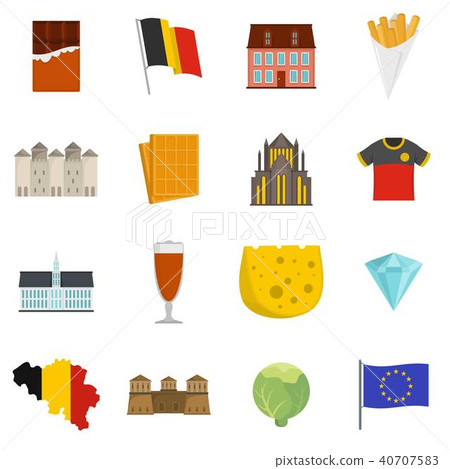 Belgium travel icons set vector flat - Stock Illustration [40707583 ...