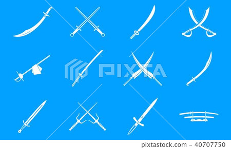 Sword icon blue set vector - Stock Illustration [40707750] - PIXTA