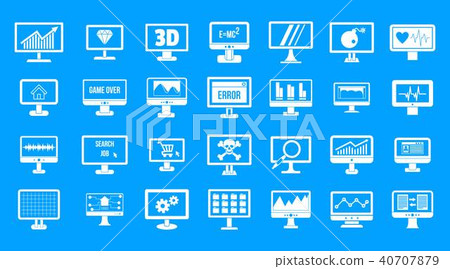 Monitor icon blue set vector - Stock Illustration [40707879] - PIXTA