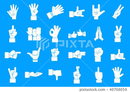 Hand sign icon blue set vector - Stock Illustration [40708059] - PIXTA