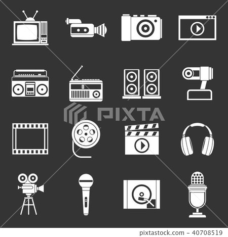Audio and video icons set grey vector-插圖素材 [40708519] - PIXTA圖庫