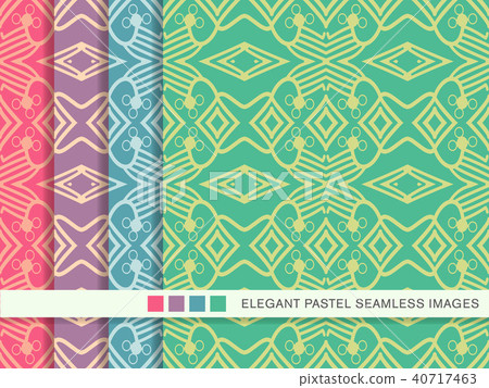 Seamless pastel retro pattern background set - Stock Illustration ...