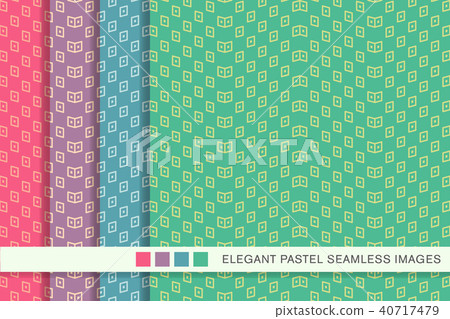 Seamless pastel retro pattern background set - Stock Illustration ...