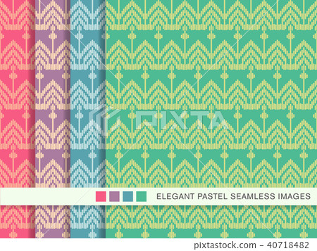 Seamless pastel retro pattern background set - Stock Illustration ...