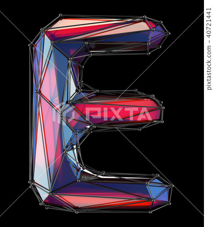 Capital latin letter E in low poly style red... - Stock Illustration ...