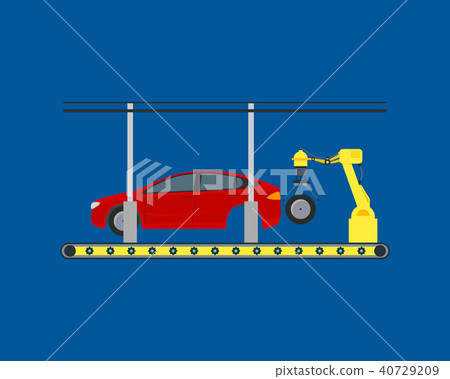 Cartoon Automated Machinery Manufacturing. Vector - Stock Illustration ...