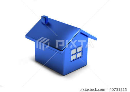 Blue House Real Estate. 3D Rendering Illustration - Stock Illustration ...