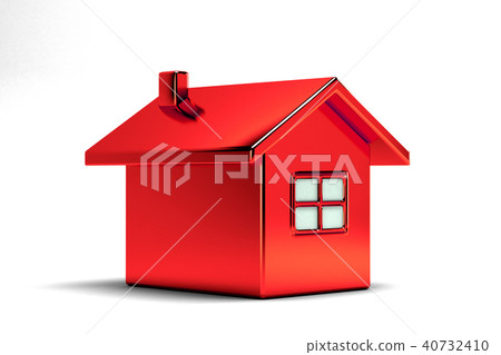 Red House Real Estate. 3D Rendering Illustration - Stock Illustration ...