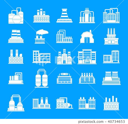 Factory icon blue set vector - Stock Illustration [40734653] - PIXTA