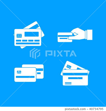 Credit card icon blue set vector - Stock Illustration [40734795] - PIXTA