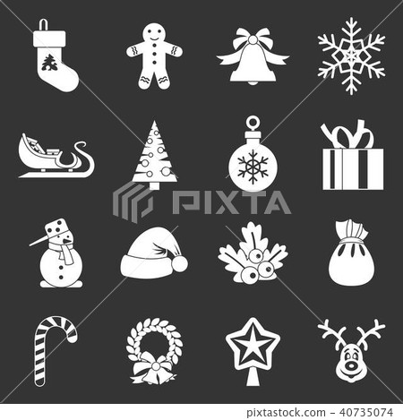 Christmas icons set grey vector - Stock Illustration [40735074] - PIXTA