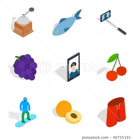 Leisure time icons set, isometric style - Stock Illustration [40735191 ...