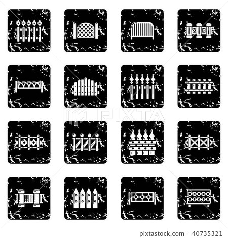 Different fencing icons set grunge vector - Stock Illustration ...