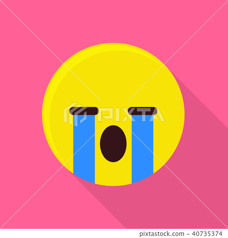 Weeping emoticon icon, flat style - Stock Illustration [40735374] - PIXTA