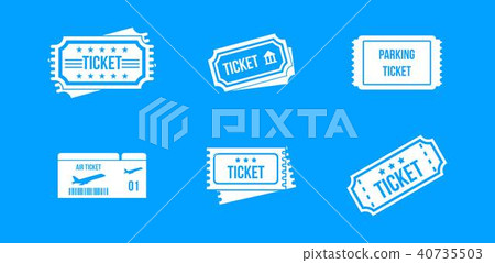 Ticket icon blue set vector - Stock Illustration [40735503] - PIXTA