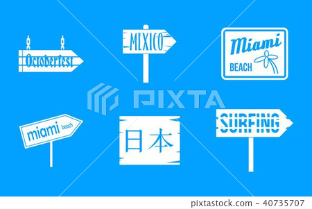Welcome board icon blue set vector - Stock Illustration [40735707] - PIXTA