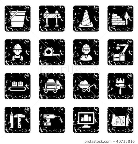 Building process icons set grunge vector - Stock Illustration [40735816 ...