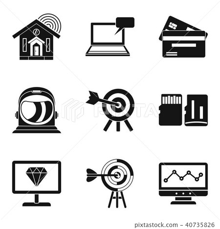Virtual game icons set, simple style - Stock Illustration [40735826 ...