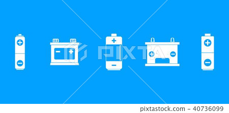 Battery icon blue set vector - Stock Illustration [40736099] - PIXTA