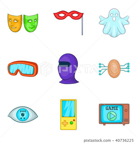 Sense perception icons set, cartoon style - Stock Illustration ...