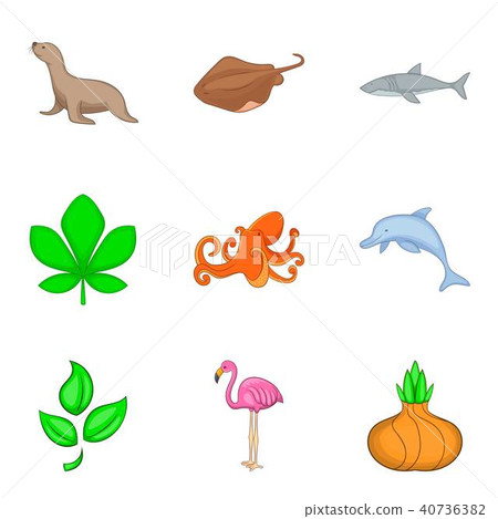 Living world icons set, cartoon style - Stock Illustration [40736382 ...
