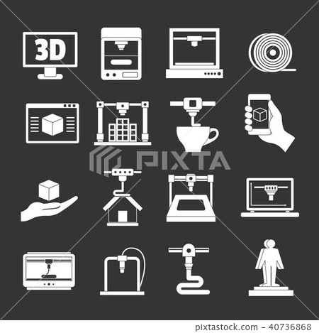 3D Printing icons set grey vector - Stock Illustration [40736868] - PIXTA