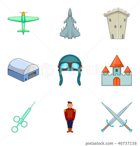 Military interference icons set, cartoon style - Stock Illustration ...