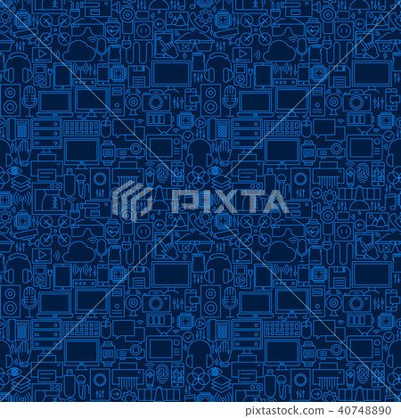 Gadgets Line Seamless Pattern - Stock Illustration [40748890] - PIXTA