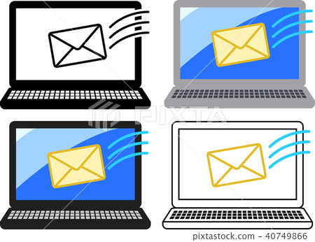 Illustration laptop computer email reception - Stock Illustration ...