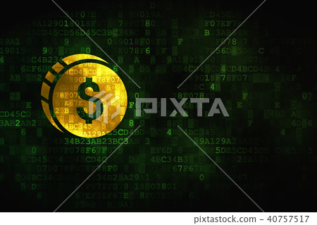 Money concept: Dollar Coin on digital background - Stock Illustration ...