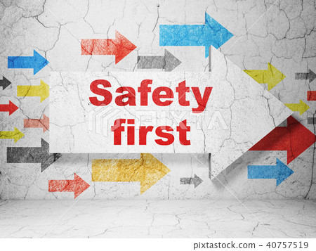 Safety concept: arrow with Safety First on... - Stock Illustration ...