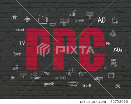 Marketing concept: PPC on wall background - Stock Illustration ...
