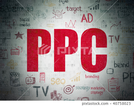 Marketing concept: PPC on Digital Data Paper... - Stock Illustration ...