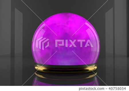 Crystal ball with fume particles motion. Cyan... - Stock Illustration ...
