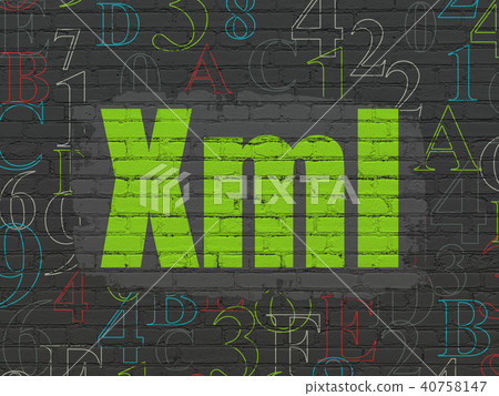 Programming concept: Xml on wall background - Stock Illustration ...