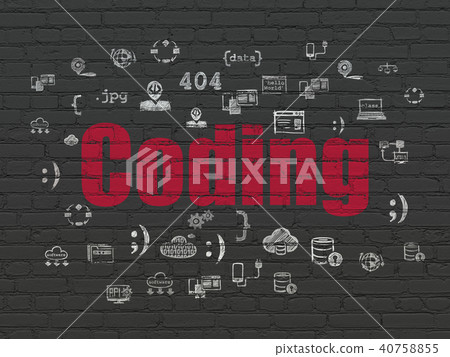 Software concept: Coding on wall background-插圖素材 [40758855] - PIXTA圖庫