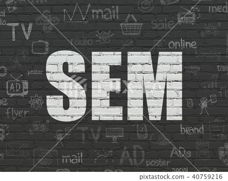 Advertising concept: SEM on wall background - Stock Illustration ...