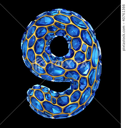 Number 9 nine made of blue diamond isolated on... - Stock Illustration ...