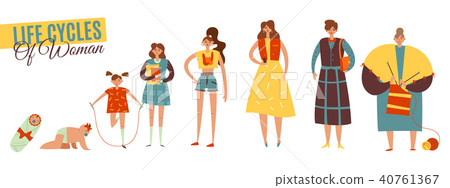 Life Cycles Of Woman Set - Stock Illustration [40761367] - PIXTA