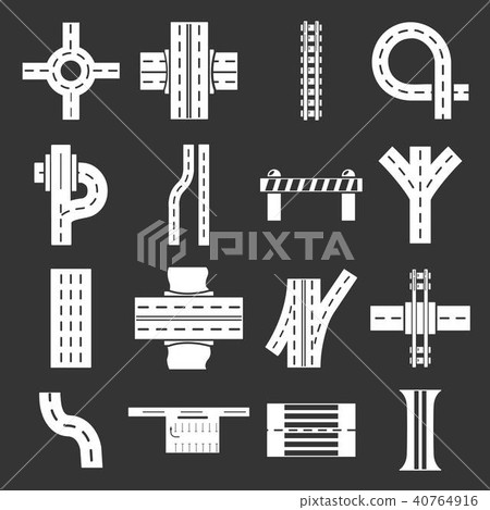 Road parts constructor icons set grey vector - Stock Illustration ...