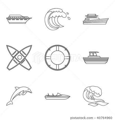 Catchment icons set, outline style - Stock Illustration [40764960] - PIXTA