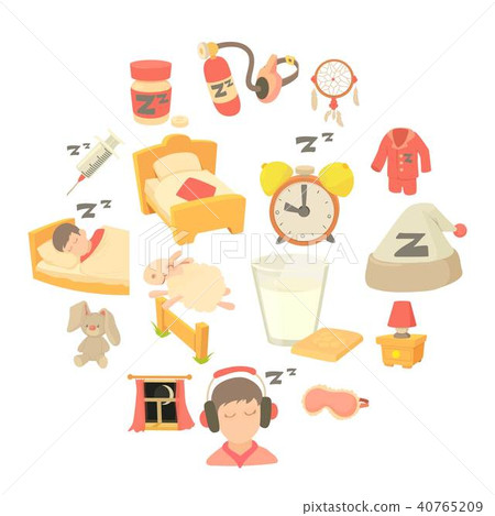 Sleeping symbols icons set, cartoon style - Stock Illustration ...