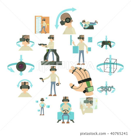 Virtual reality icons set, cartoon style - Stock Illustration [40765241 ...