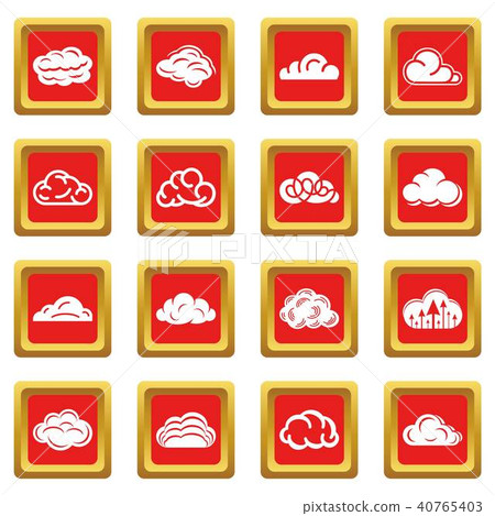 Cloud icons set red square vector - Stock Illustration [40765403] - PIXTA