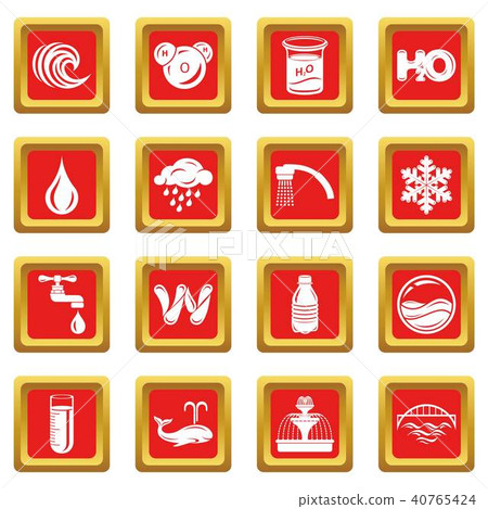 Water icons set red square vector - Stock Illustration [40765424] - PIXTA