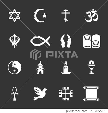 Religion icons set grey vector - Stock Illustration [40765516] - PIXTA