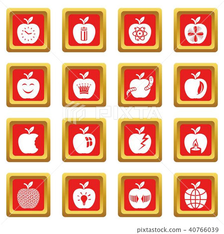 Apple logo icons set red square vector - Stock Illustration [40766039 ...