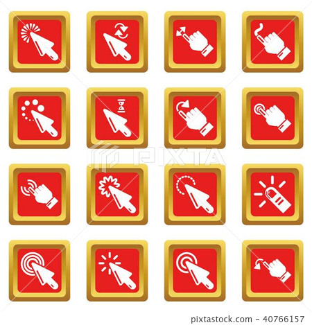 Hand click icons set red square vector - Stock Illustration [40766157 ...