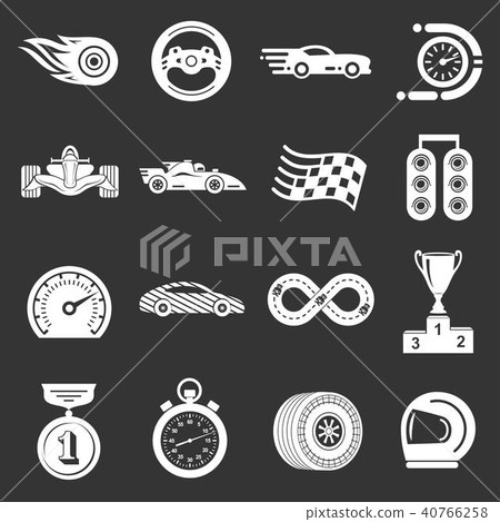 Car race icons set grey vector - Stock Illustration [40766258] - PIXTA